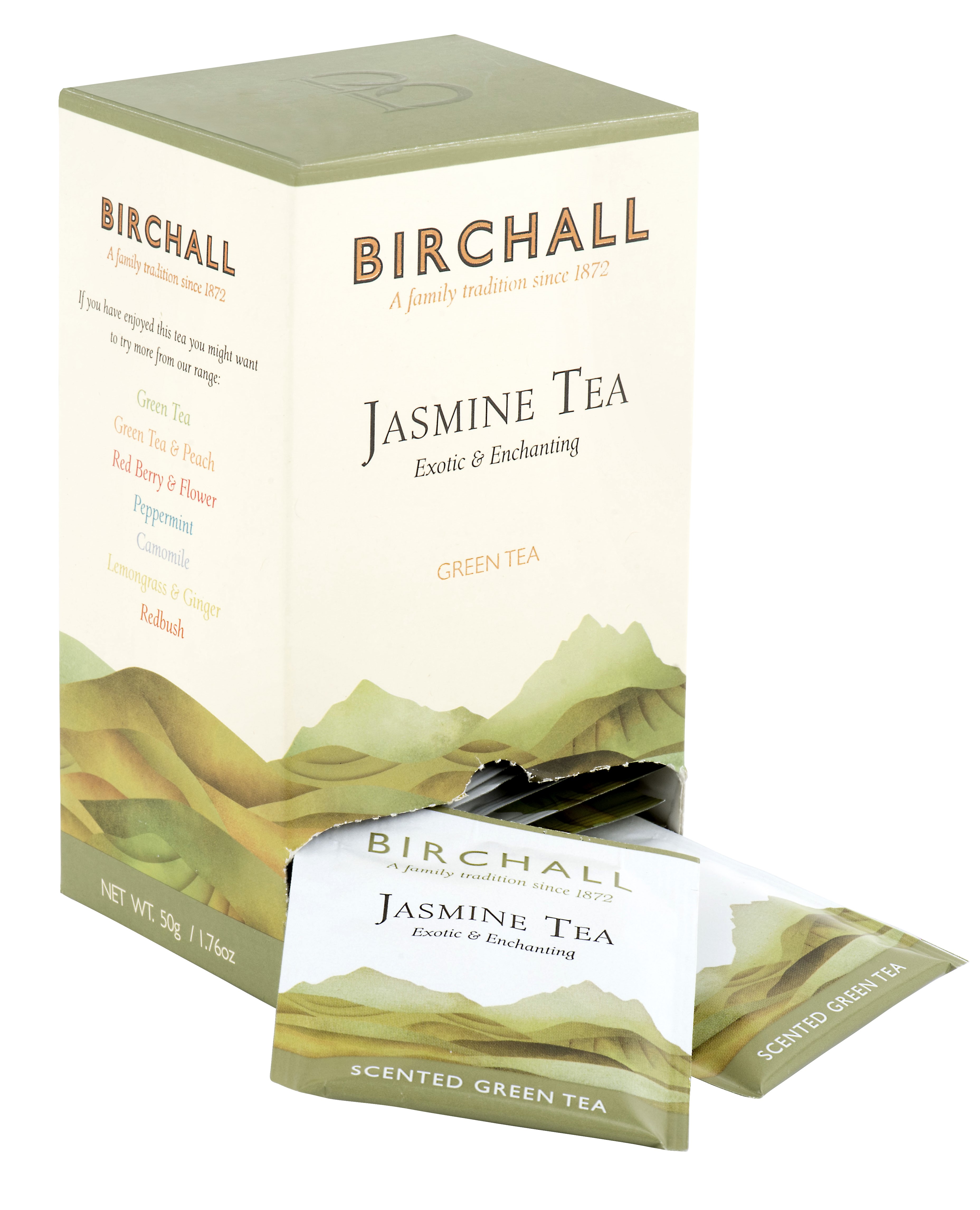 Birchall Jasmine Tea 25 tag & envelope | The Calypso Coffee Company